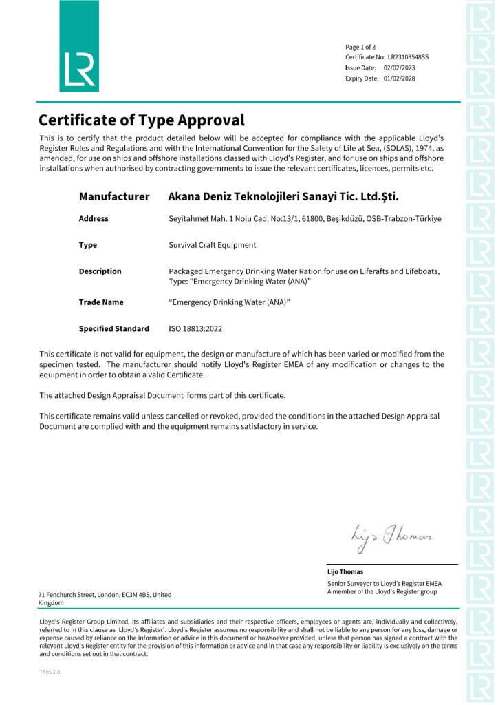 Certificates – Akana Marine Technology